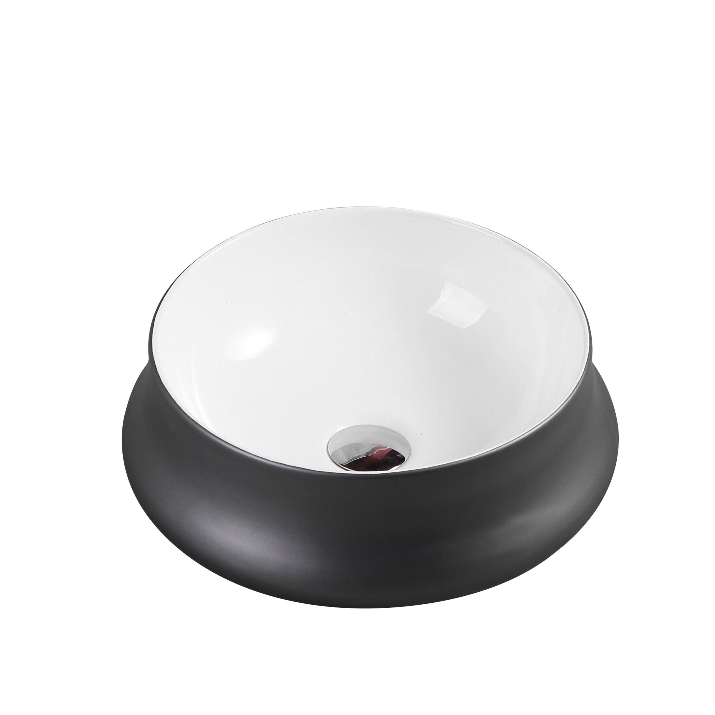 Trier 32 Counter-Top Round Basin - White with Gunmetal Finishing – Mercio