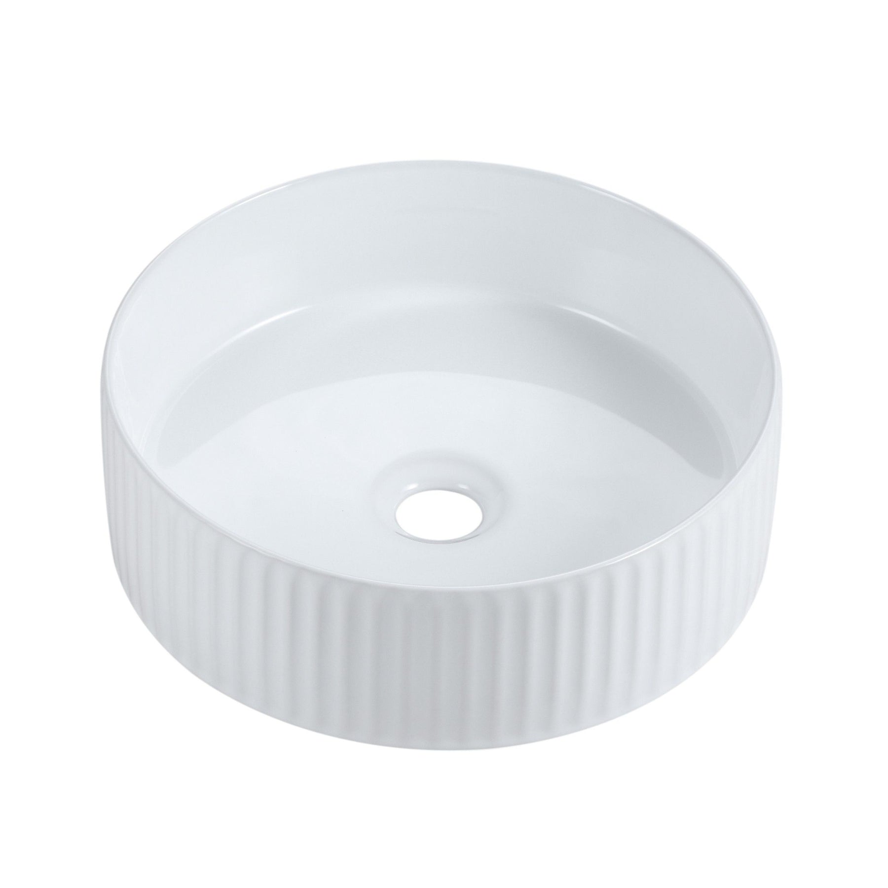 Cora 36 Counter-Top Fluted Round Basin- Gloss White – Mercio