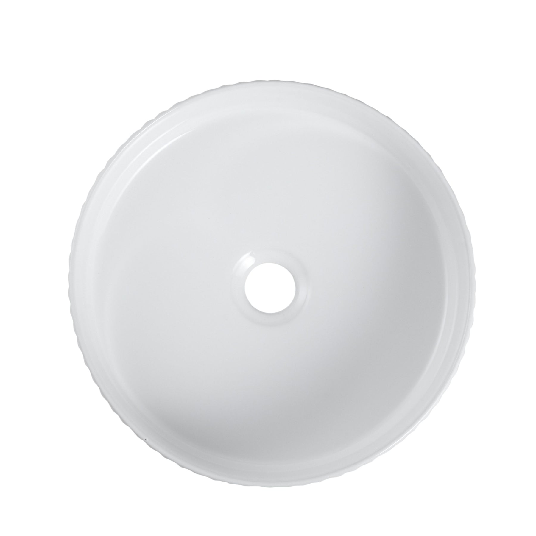 Cora 36 Counter-Top Fluted Round Basin- Gloss White – Mercio