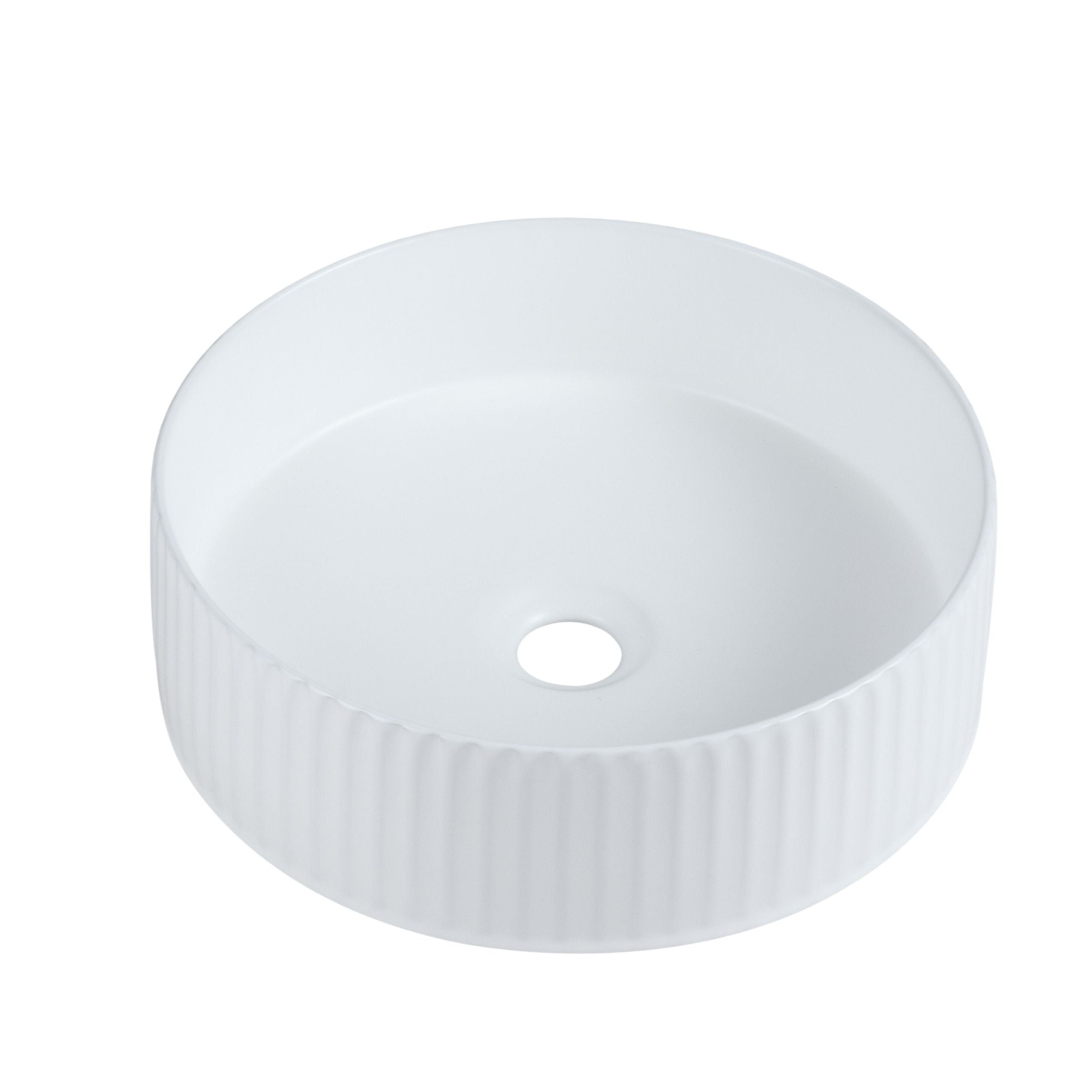 Cora 36 Counter-Top Fluted Round Basin- Matt White – Mercio