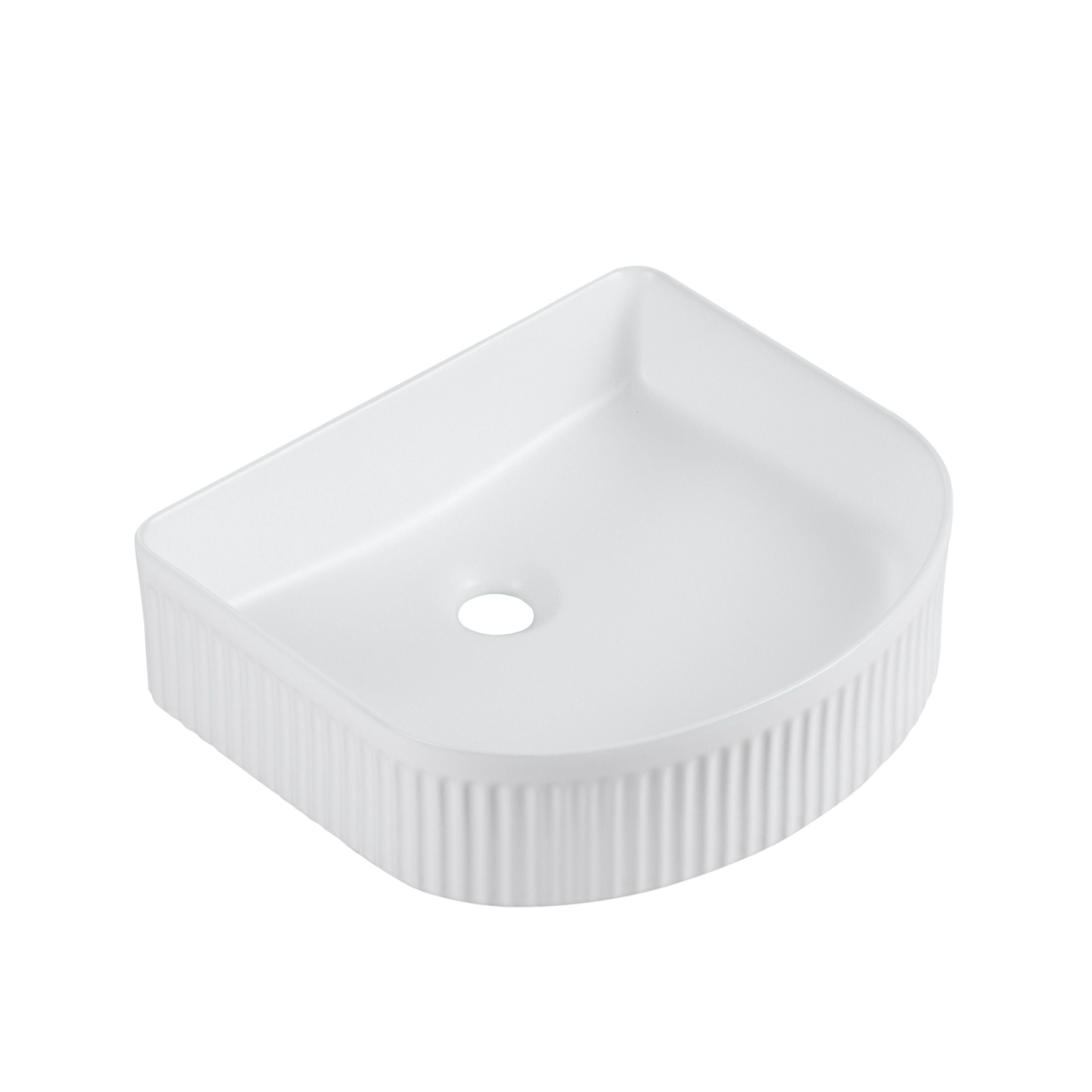 Cora 40 Counter-Top Fluted Arch Basin - Matt White – Mercio