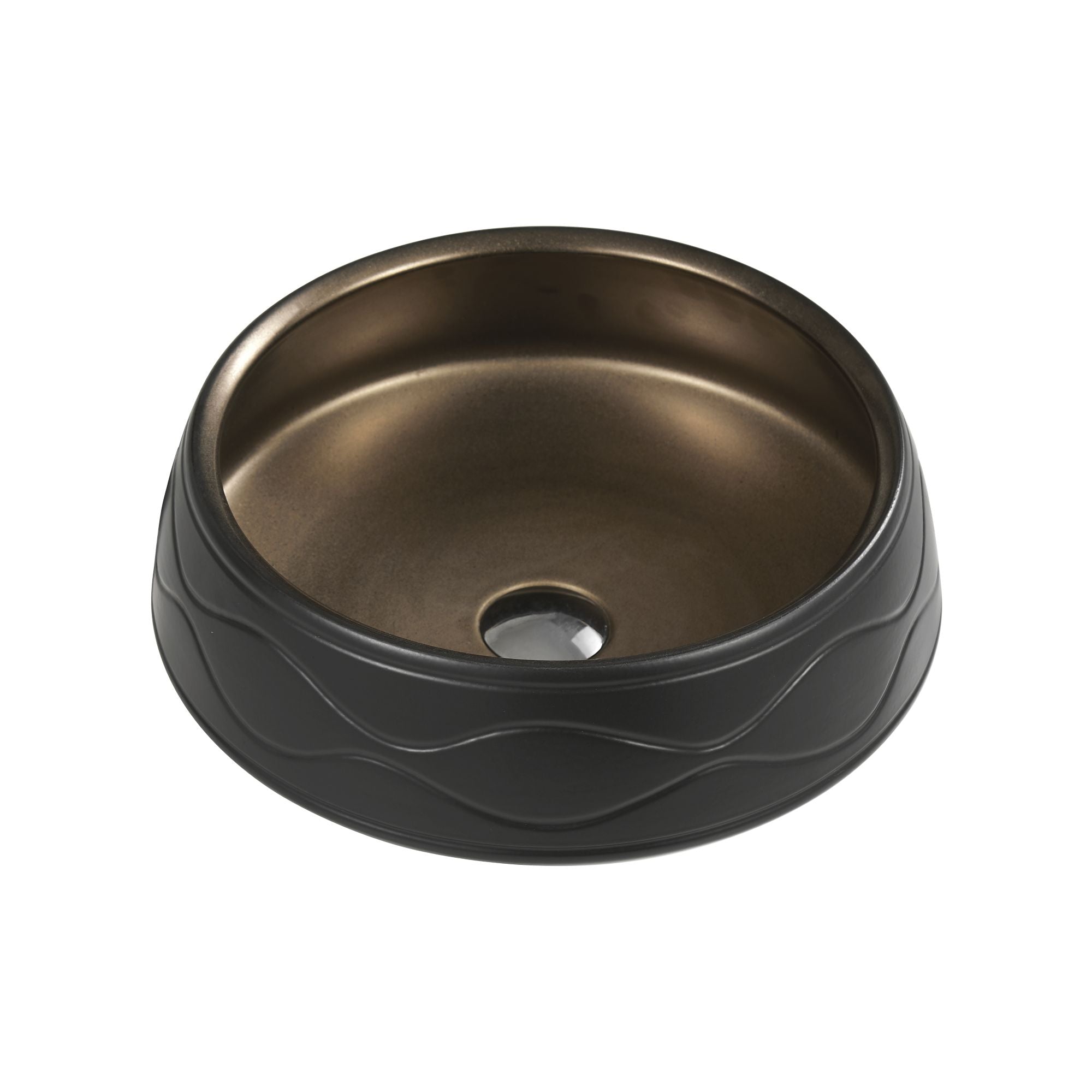 Trier 75 Counter-Top Round Basin - Bronze with Art Matt Black – Mercio