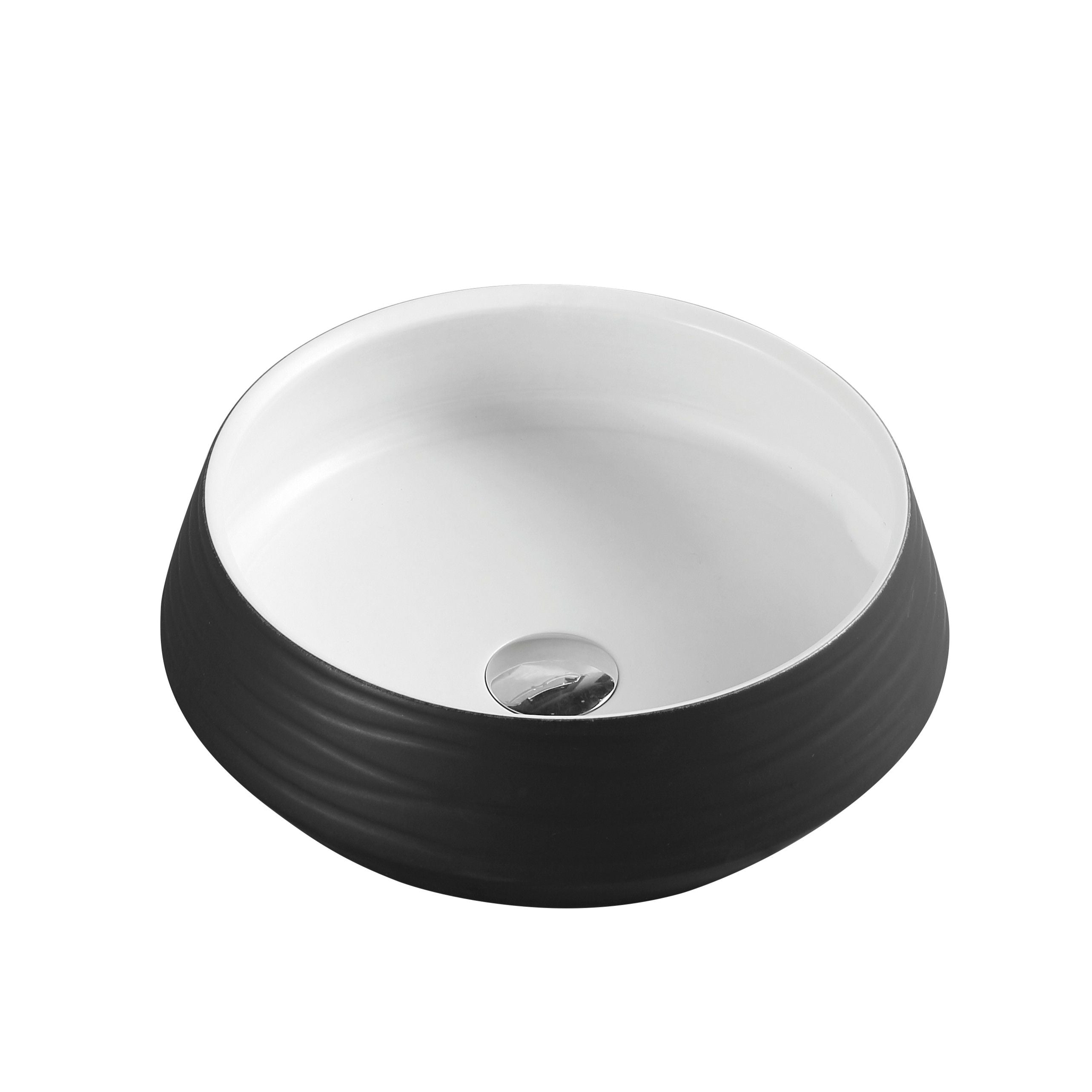 Trier 80 Counter-Top Round Basin - White with Art Matt Black – Mercio
